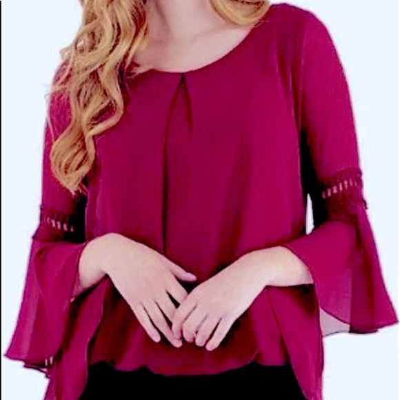 Iz Byer | Tops | Iz Byer Bell Sleeve Sheer Lined Blouse | Poshmark